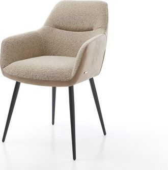 DELIFE Esszimmerstuhl Pejo-Flex Materialmix Schlamm 4-Fu&szlig; konisch Schwarz Taschenfederkern, Esszimmerst&uuml;hle