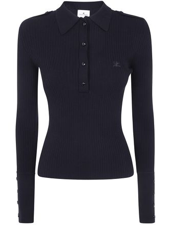 Courr&egrave;ges Maglione A Maniche Lunghe Rib Knit Ls Polo Sweater