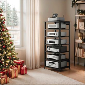 Generic 7-stufiges Audio-Rack, H&ouml;henverstellbares Modernes Tower-Lautsprecher-Rack Mit Verstellbaren Holzregalen, Ger&auml;teschrank, Ausstellungsst&auml;nder for Gamin