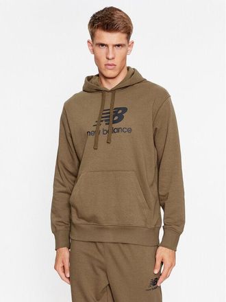 New Balance Sweatshirt Essentials Stacked Logo French Terry Hoodie MT31537 Braun Regular Fit
