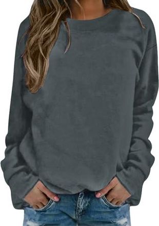 Generic Sweatshirts pour femmes UK sweatshirts pour femmes de couleur unie surdimensionn&eacute; haut col rond manches longues automne hiver d&eacute;contract&eacute; confortable 