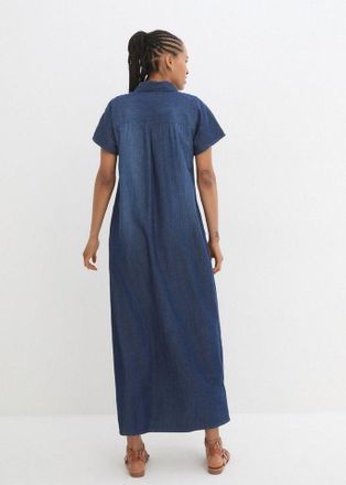 Bonprix Jeanskleid f&uuml;r warme Tage, mit kurzem Arm, aus Baumwolle, mit Hemdblusenkragen