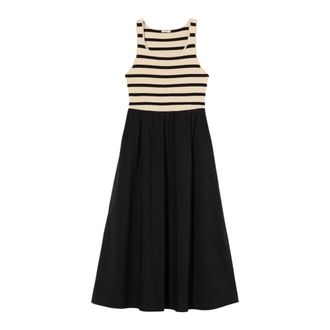 Oltre Langes Kleid mit gestreiftem Teil - - Dresses - Damen - Schwarzk - XL