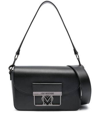 Love Moschino sac port&eacute; &eacute;paule &agrave; plaque dor&eacute;e - Noir