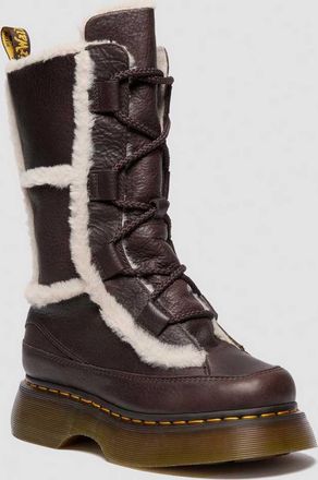 Dr. Martens Buzz Grizzly Leder Schn&uuml;rstiefel Mit Kunstfellfutter in Braun, Gr&ouml;&szlig;e: 36