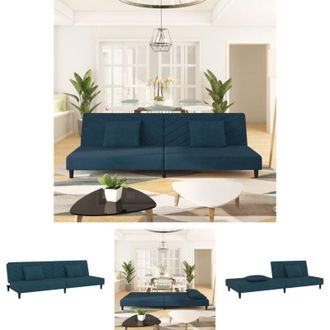 vidaXL The Living Store Schlafsofa 2-Sitzer mit 2 Kissen Blau Samt - Sofas