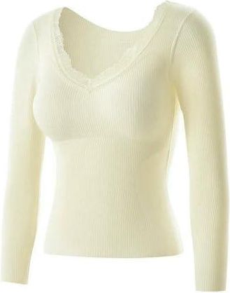 Generic CHJAN Ensemble thermique &eacute;pais original pour femme avec coussinet de poitrine Automne Hiver Couche de base Chemise V&ecirc;tements dext&eacute;rieur Pyjama, Haut c