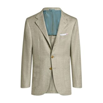 Kiton Einreihige Jacke aus Leinen-- Kaschmir- und Seidenmischung - - Jackets - Herren - Beige - XL