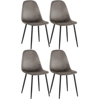 Clp 4er Set Esszimmerst&uuml;hle Napier anthrazit Samt