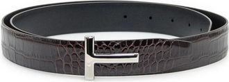 Tom Ford Homme, Accessoires, Brun, Taille: 110 CM Ceinture r&eacute;versible en cuir de crocodile