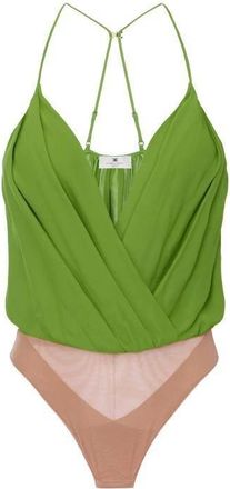 Elisabetta Franchi Femme, Tops, Vert, Taille: 40 FR Viscose Georgette Bodysuit