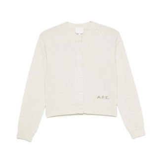 A.P.C. Strickjacke mit Logo-Stickerei und Rippb&uuml;ndchen - - Knitwear - Damen - Wei&szlig; - M