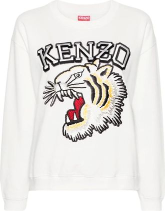 Kenzo Femme, Sweatshirts et sweats &agrave; capuche, Blanc, Taille: 36 FR Jungle Varsity SweaT-shirt Sweat &agrave; capuche