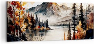 Arttor Panorama Bilder auf Leinwand 100x40cm Leinwandbild Natur Sicht Berge Groß Wanddeko Bild Schlafzimmer Küche Wandbilder Dekoration Wohnzimmer Wall Decor