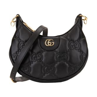 Gucci GG Embossed Leather Shoulder Bag - - Bags - Damen - Schwarzk - ONE SIZE