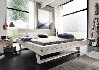 Möbelando Balkenbett Doppelbett Bettgestell Ehebett Massivholzbett Bett Long Beach I 180x200 cm