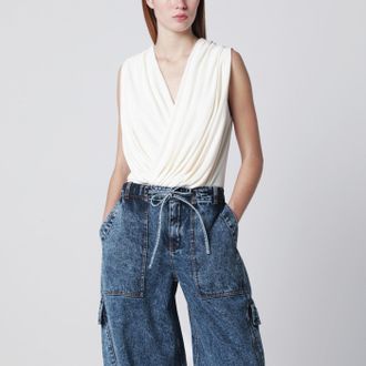 Alaia Body aus Viskose in Creme mit Kapuze