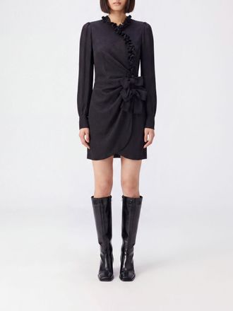 Alessandra Rich Mini-robe portefeuille en pure soie avec col &agrave; volants