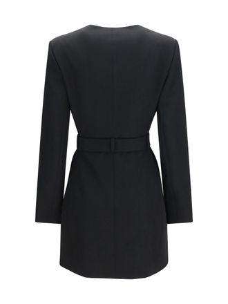 Balmain Womens Grain De Poudre Blazer With Belt Noir Merino Wool Ovis Aries Blazers & Vests