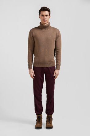 Eden Park Pantalon Chino En Piqu&eacute; De Coton Stretch Et Modal Bordeaux Coupe Regular