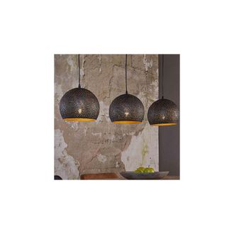 M&S Collection M&s - Suspension industrielle 3 lampes rondes 25 cm en m&eacute;tal noir - amp
