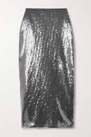 DAVID KOMA Jupe Midi En Tulle &Agrave; Sequins - Gris