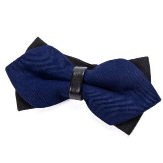 DonDon spitze Herren Fliege Schleife im Retro Look mit Haken gebunden vorgebunden und l&auml;ngenverstellbar dunkelblau