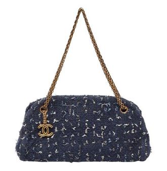 Chanel Blue Tweed Mademoiselle Shoulder Bag