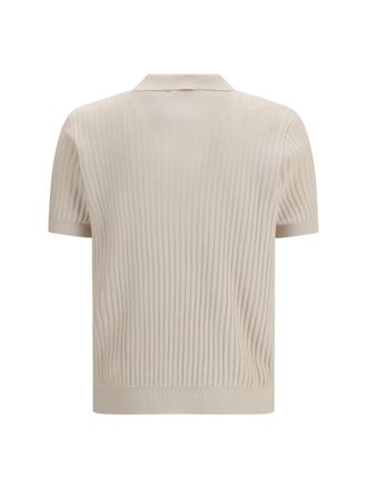Roberto Collina Mens Ribbed Polo Ecru Cotton Shirts T-shirts And Polos