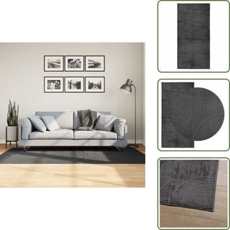 vidaXL The Living Store - Teppich iza Kurzflor Skandi-Stil Anthrazit 100x200 cm - Kurzflor-Teppich - Anthrazit - Wohnzimmerteppich - Flurmatte