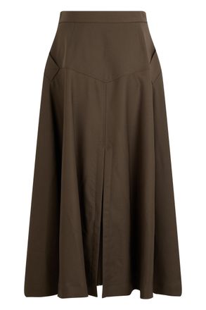 Burberry Womens Long Skirt Wool Gabardine Bright Copper