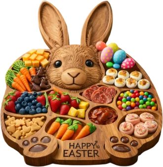 Generic K&auml;seteller aus Holz - Osterhasen-Design Servierbrett, dekorativer Aufschnitt-Vorspeisenteller, Nat&uuml;rliche K&uuml;chentischpr&auml;sentation, Ideale Osterservier