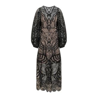 Farm Rio Farm Rio, Femme, Robes, Noir, Taille: 38 FR Robe Maxi Semi-transparente en Crochet