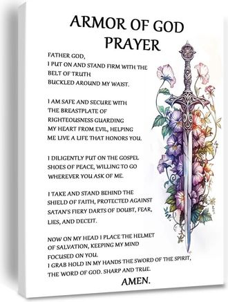 Generic Spiritual Warfare Prayer Poster - Armor of God Quotes Christian Wall Art for Home Office Decor(Unframed,16x24inch(40x60cm))