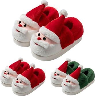 Generic Pantoufles de No&euml;l douces et chaudes &agrave; enfiler pour femme - Chaussons dhiver en peluche avec semelle antid&eacute;rapante pour les vacances, la chambre &agrave; cou