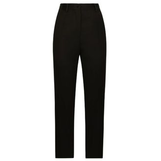 Dolce & Gabbana Femme, Pantalons, Noir, Taille: 36 FR Pantalon noir en laine vierge jambe droite
