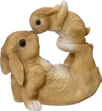 Decoris Dekofigur Hasenliebe 17cm Keramik - Dekohasen zum Stellen - Keramikfigur Gartendeko Wohndeko - Osterhasen als Osterdeko Osterschmuck - Tierfigur Hase 