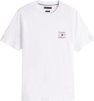 Tommy Hilfiger Herren T-Shirt Kurzarm Stack Tee mit Rundhalsausschnitt, Wei&szlig; (White), XS
