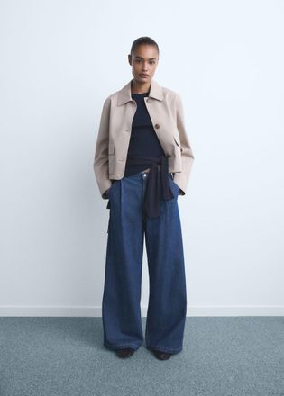 Mango Weite Jeans mit Bundfalten blau - Damen - 36 - MANGO