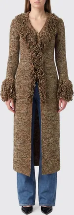 Patrizia Pepe Langer Cardigan aus Baumwoll- und Lurex-Strick mit Fransen