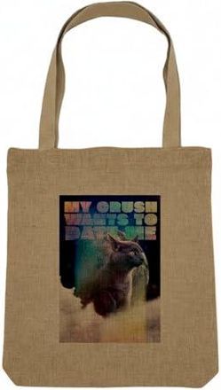 Fabulous Sac Shopping Tote Bag Aspect Lin - My Crush Wants to Date Me Collage Vintage Illustration Art Humour Parodie Animal - Sac de Courses Toile Epaisse 360