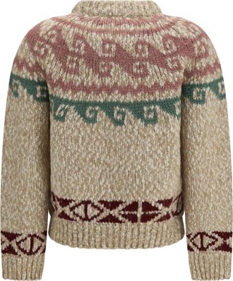 Moncler Geometric Jacquard Merino Wool Sweater - Beige