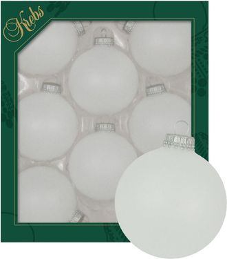 Krebs Glas Lauscha Weihnachtsdekoration/Christbaumschmuck aus Glas - Unifarbende Kugeln - Menge: 8 St&uuml;ck - Farbe: Schneewei&szlig; - Gr&ouml;&szlig;e: ca. 7 cm