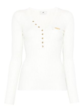 Elisabetta Franchi Pull Col Rond - Blanc