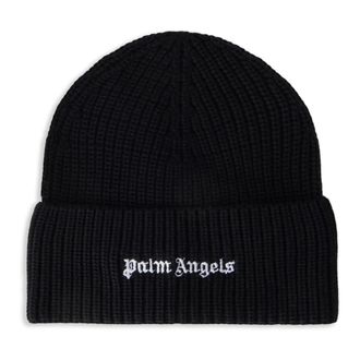Palm Angels Classic Logo Ribbed Beanie - - Accessories - Herren - Schwarzk - M
