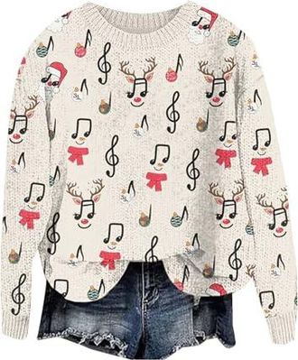 Generic Pull de No&euml;l 2025 pour femme - Grande taille - Haut &agrave; manches longues - Coupe ample - Doux et confortable - Col rond - Pour f&ecirc;te de No&euml;l - &Agrave; porter au