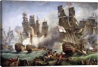 Posterlounge Die Schlacht von Trafalgar Leinwandbild von English School 100 x 70 cm Wandbilder Wanddeko