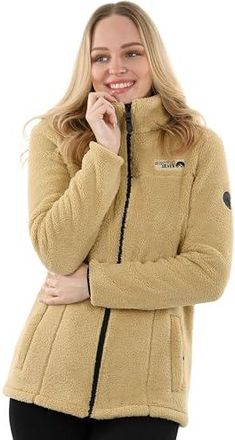 Arctic Seven AS-416 Veste polaire pour femme (S-3XL) - Légère, moelleuse, respirante, col haut, veste mi-saison chaude pour femme, Pale-kaki, XL