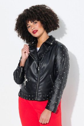 Angel Of Style Lederjacke Jacke Bikerjacke Lederoptik Rosen-R&uuml;ckendruck