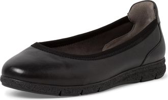 Tamaris Comfort Damen Ballerinas aus Leder Klassisch Comfort Fit, Schwarz (Black), 38 EU